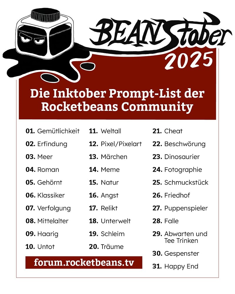 Beanstober 2025 - Die Inktober Prompt-List der RBTV Community - Community-Aktionen - Forum ...